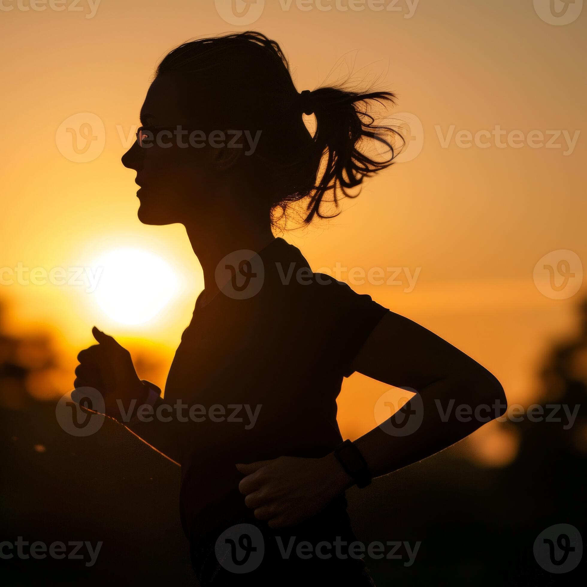 Woman Running Silhouette at Sunset 47998031 Stock Photo at Vecteezy