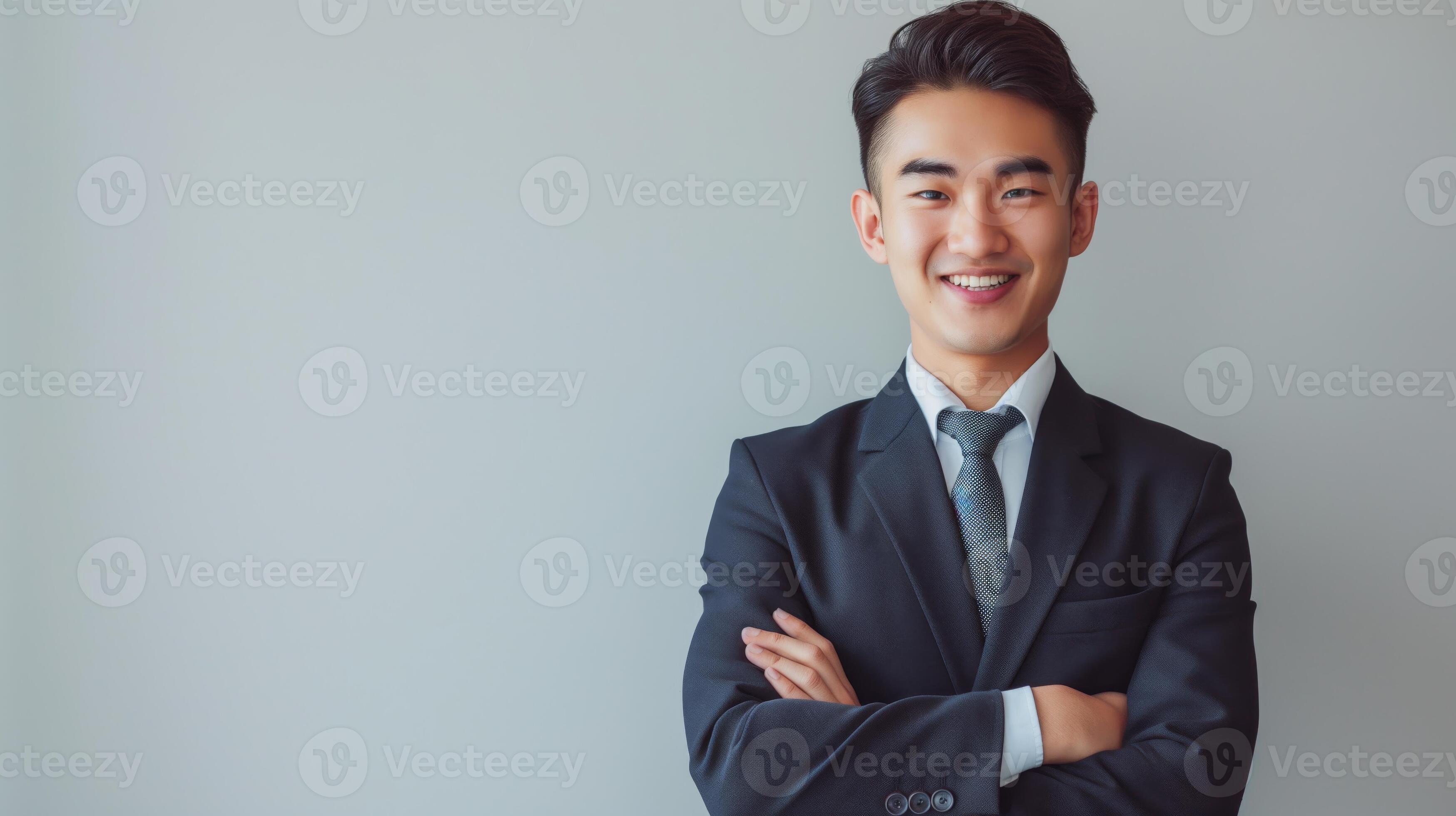 Professional Portrait of a Smiling Young Chinese Businessman in Formal ...