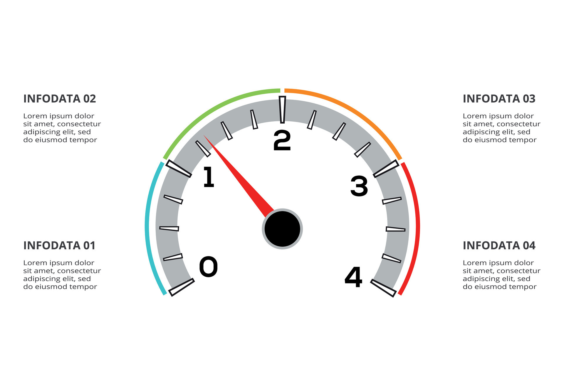 Speedometer infographic with 6 elements template for web, business ...
