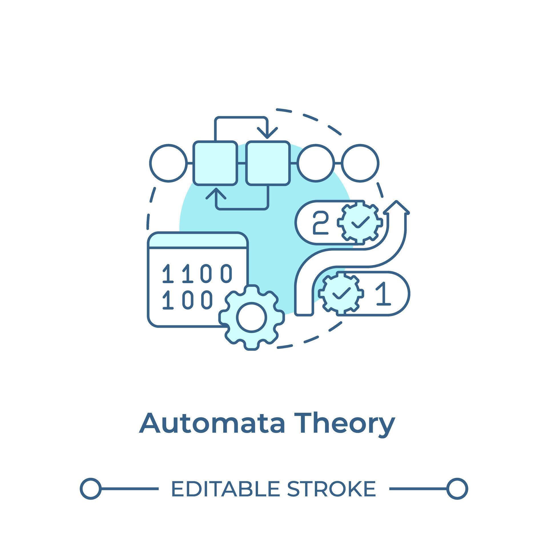 Automata theory soft blue concept icon. Binary numbers. Algorithm. Theoretical computer science ...