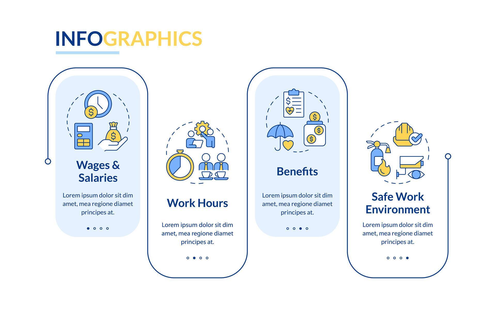 Employee workflow regulation rectangle infographic template. Data ...