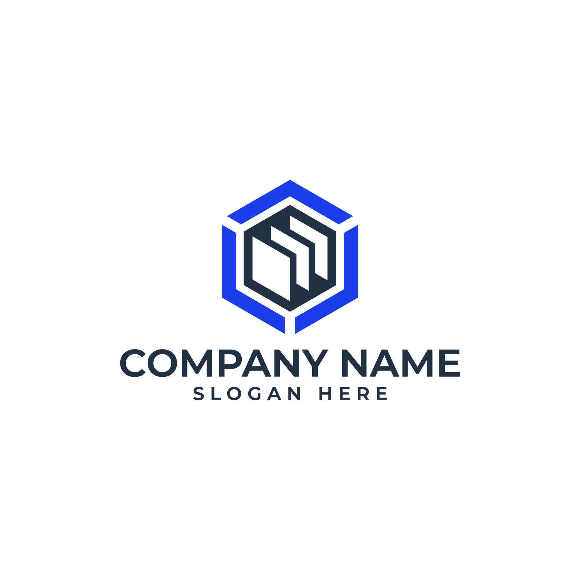 Hexagon Cube Logo With The 3 Arrow And The Stacking Data In Storage As Design Template For