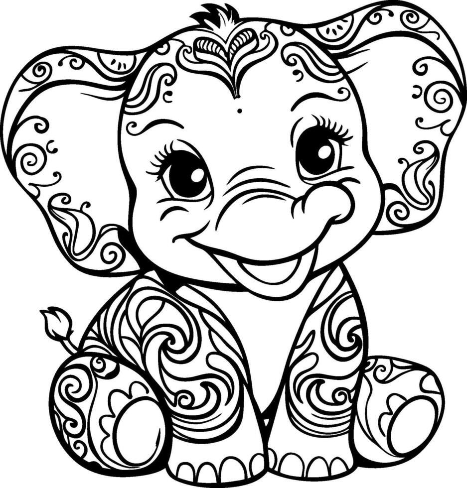 Cute Baby Elephant Coloring Pages Elephant Cartoon Coloring Book Cut