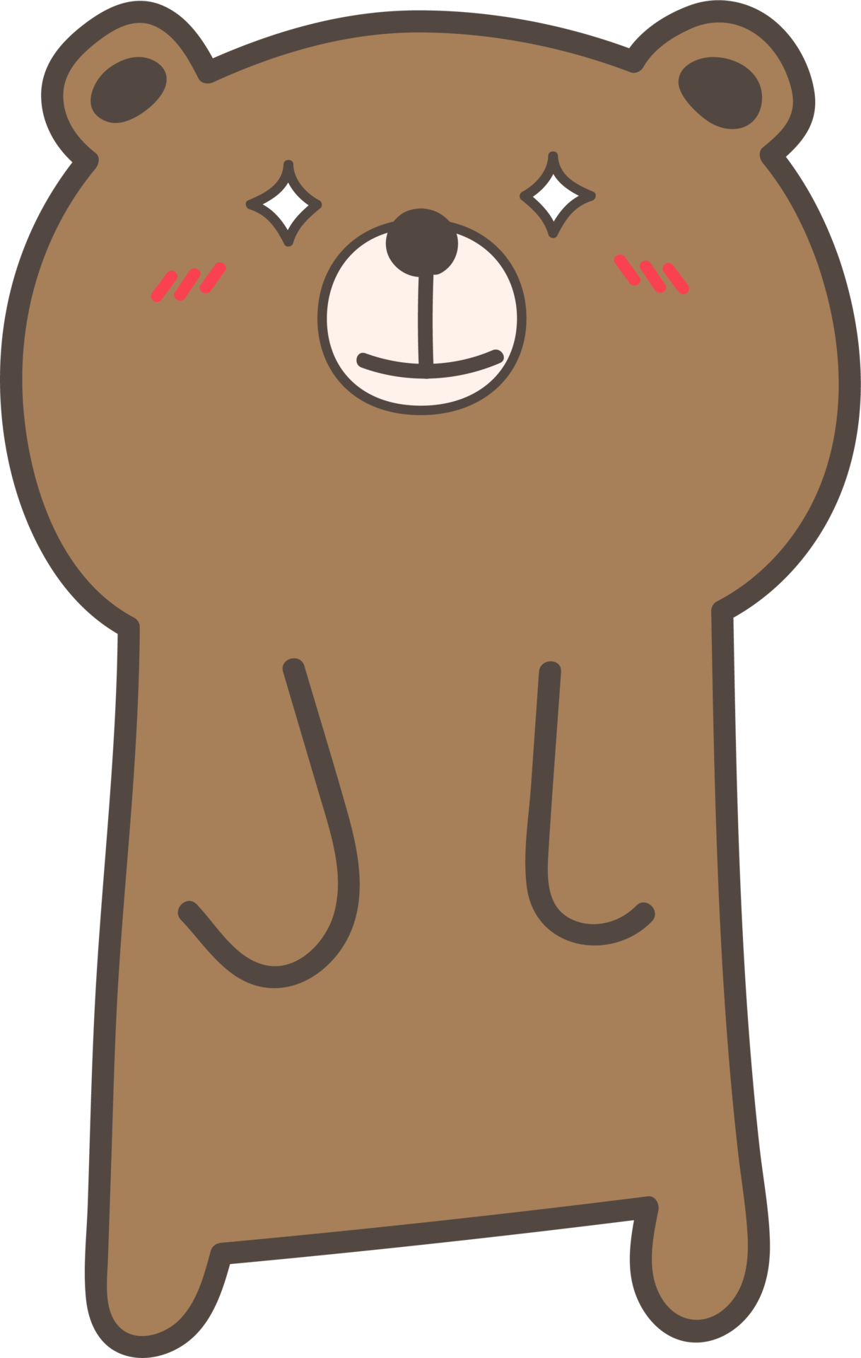 Shy bear cartoon illustration on transparent background. 48024505 PNG