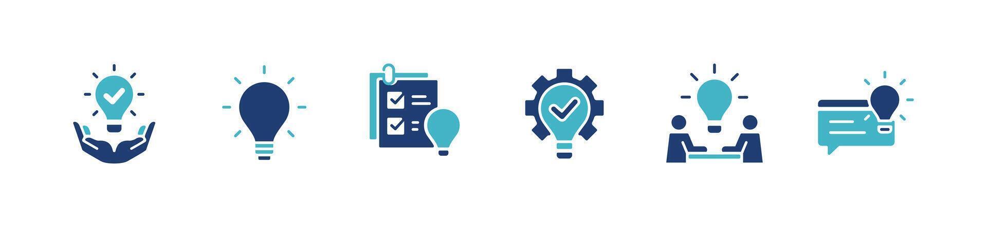 lightbulb creative solution problem innovation thinking idea icon set ...