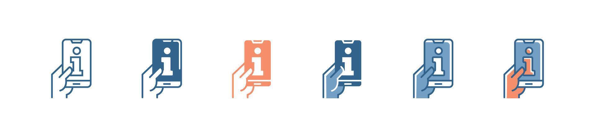 hand holding mobile online instruction client information manual icon ...