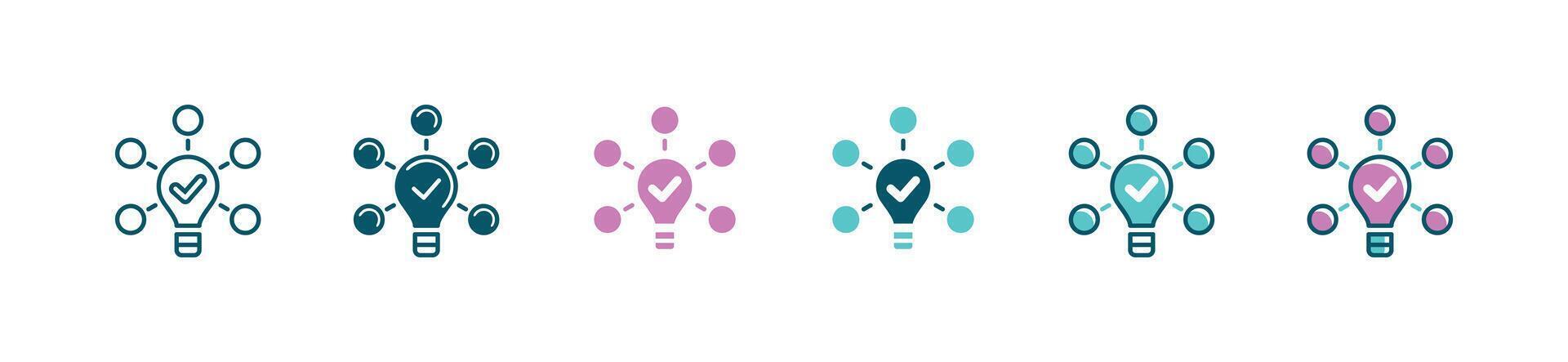 lightbulb creative solution option icon approved idea design business problem solving checkmark ...