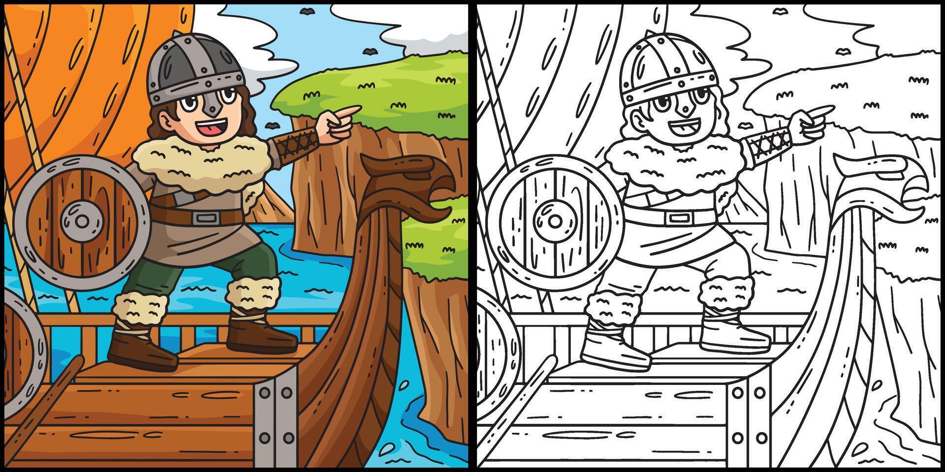 Viking Navigating Coloring Page Colored Illustration 48025379 Vector ... Viking Navigating Coloring Page Colored Illustration 48025379 Vector ...