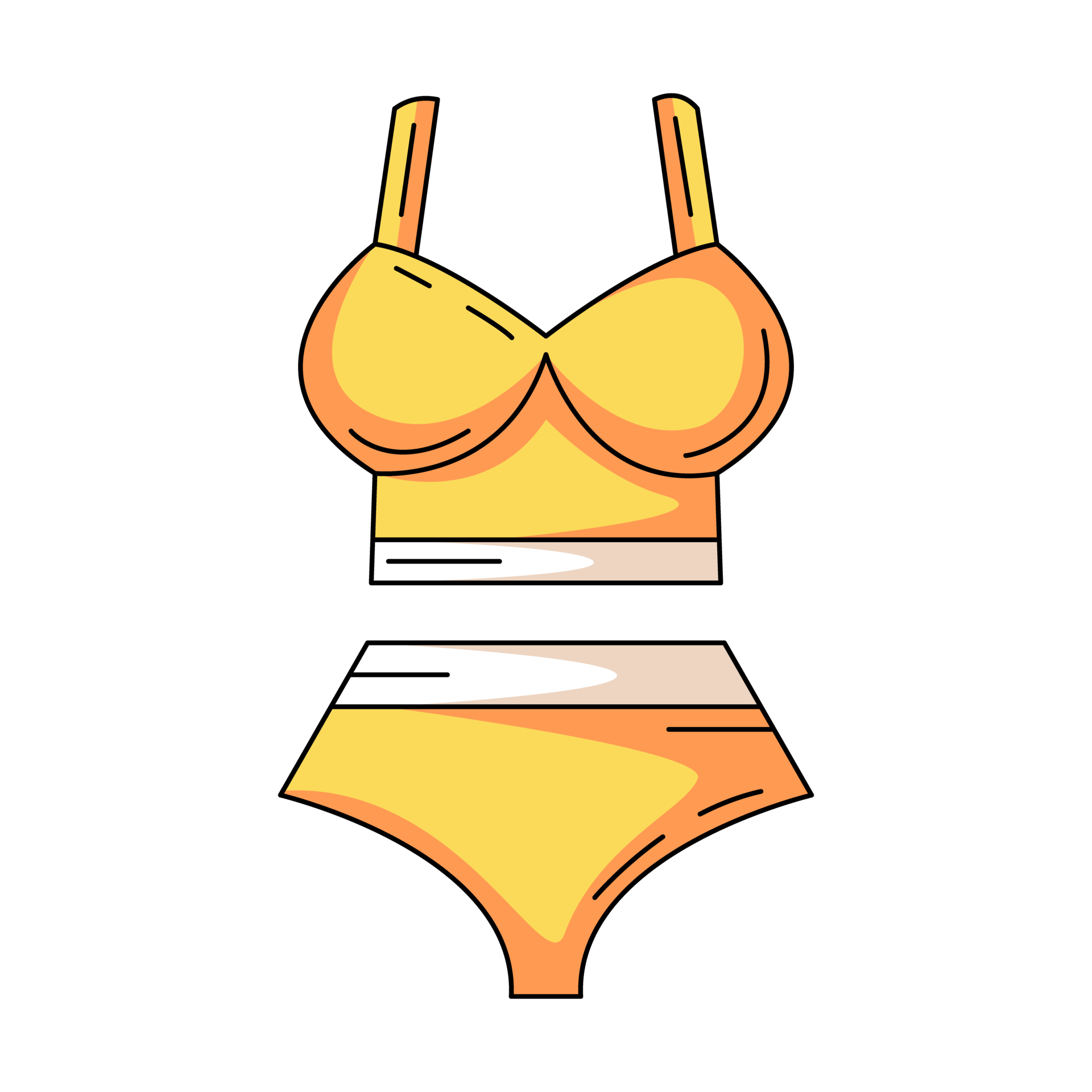 Womens Summer Beach Two Piece Swimsuit Or Bikini Colorful Icon Flat Outline Image Color