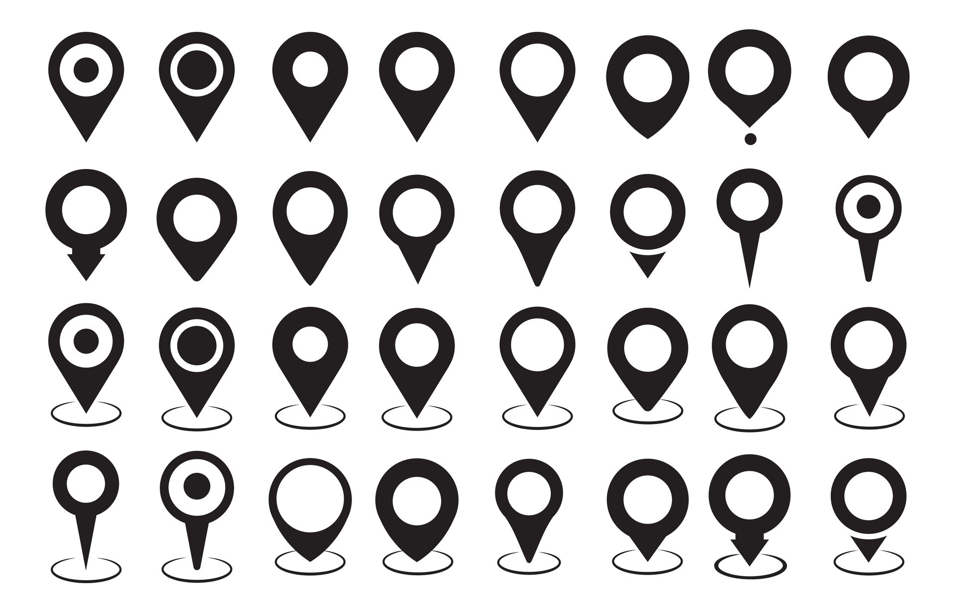 Location map pin icons set. set of 32 icon, Modern map marker collection. Pinpoint. Location pin ...