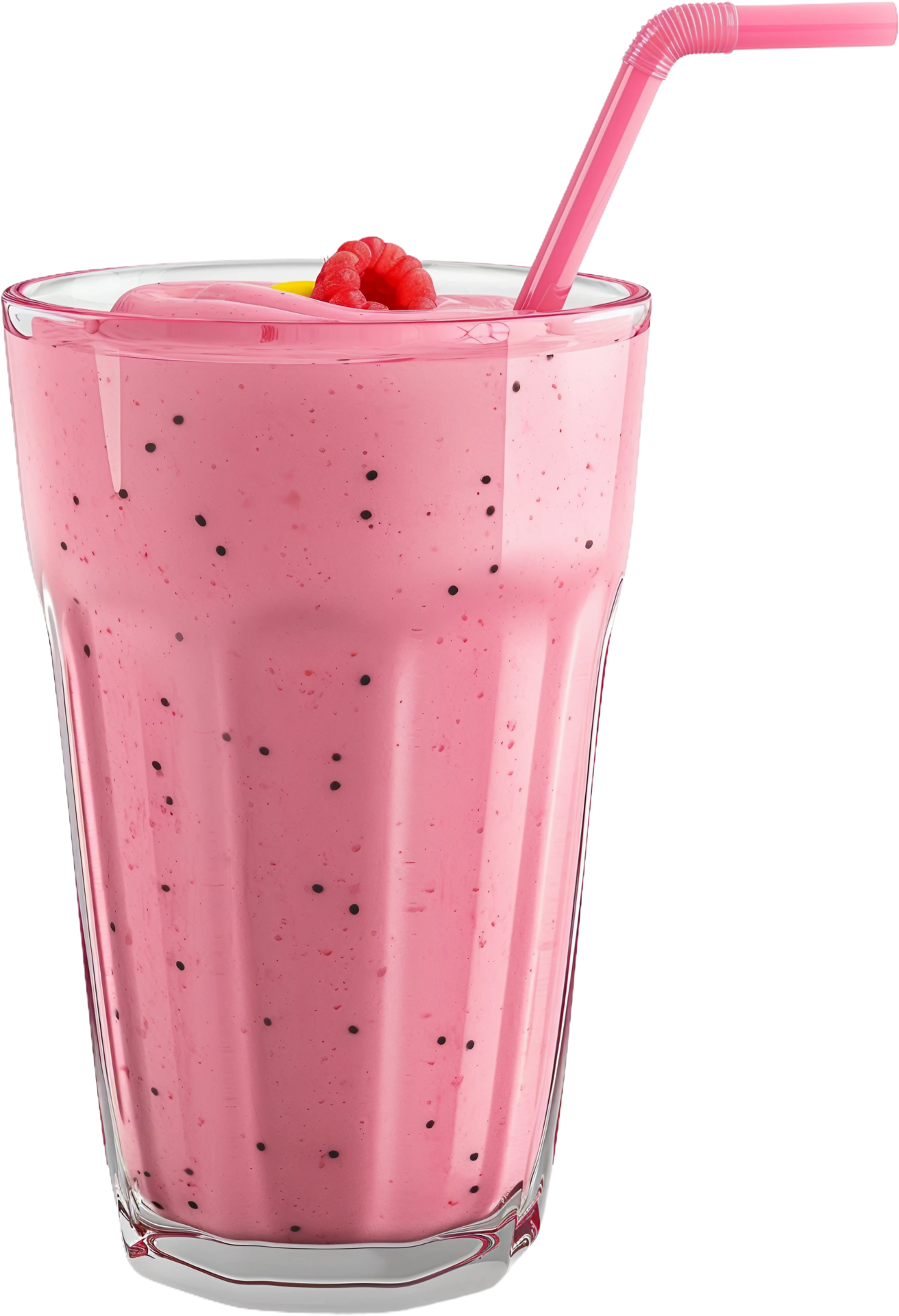 A Pink Smoothie With A Straw And A Raspberry 48035346 Png
