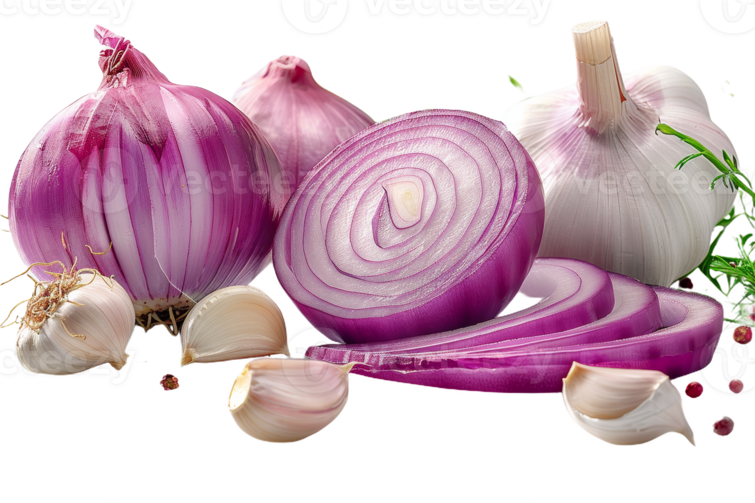 Red Onion and Garlic Slices 48038608 PNG