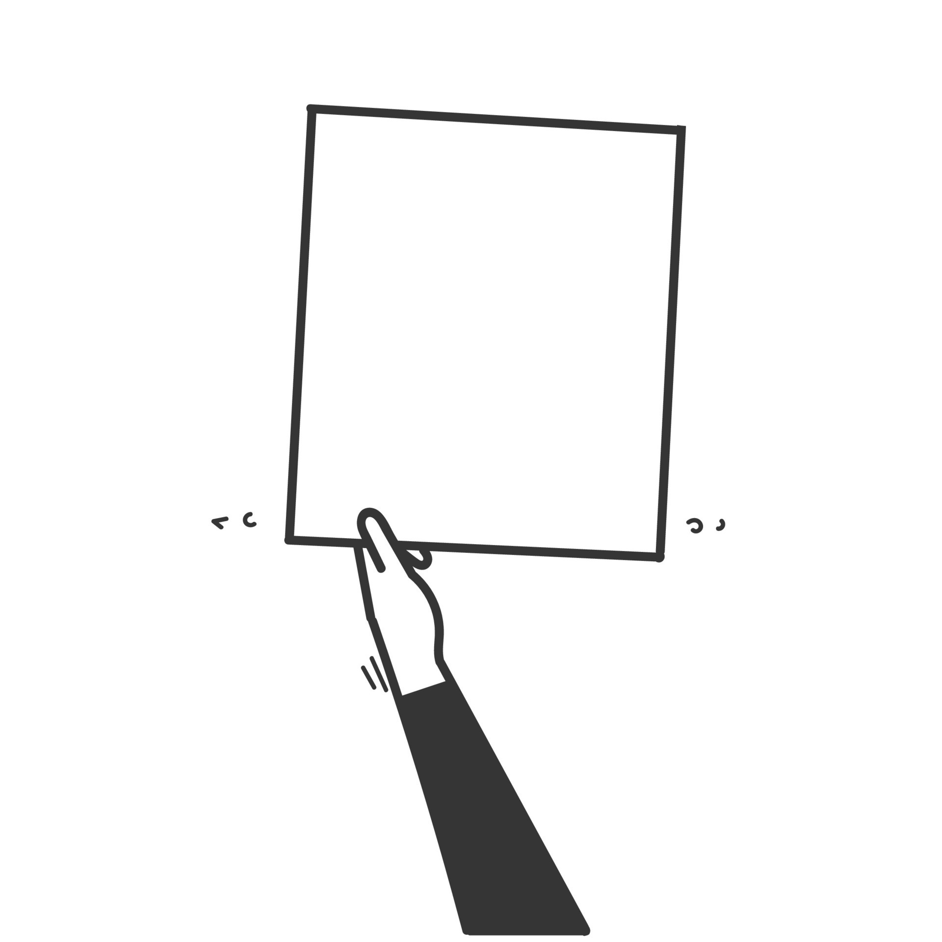 Hand Drawn Doodle Person Holding Blank Mock Up Banner Frame 48039761 Vector Art At Vecteezy