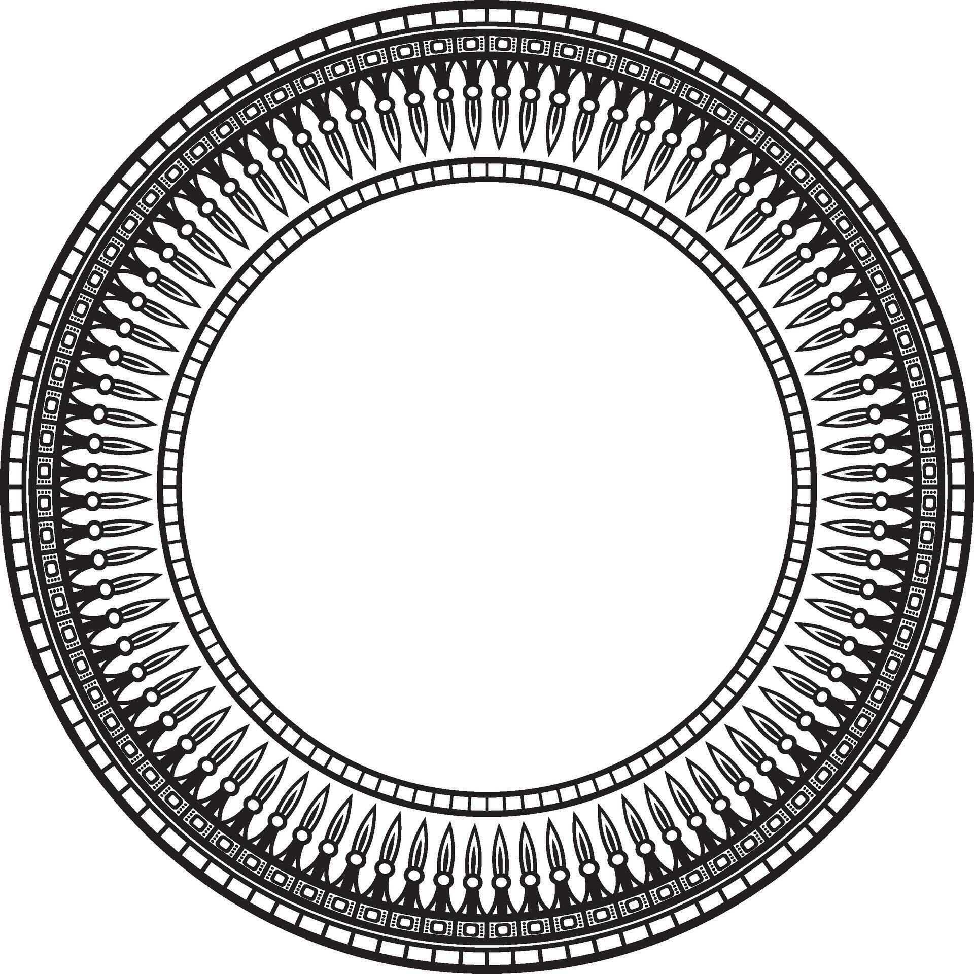 monochrome round ornament of ancient Egypt. Circle Border, frame in ...