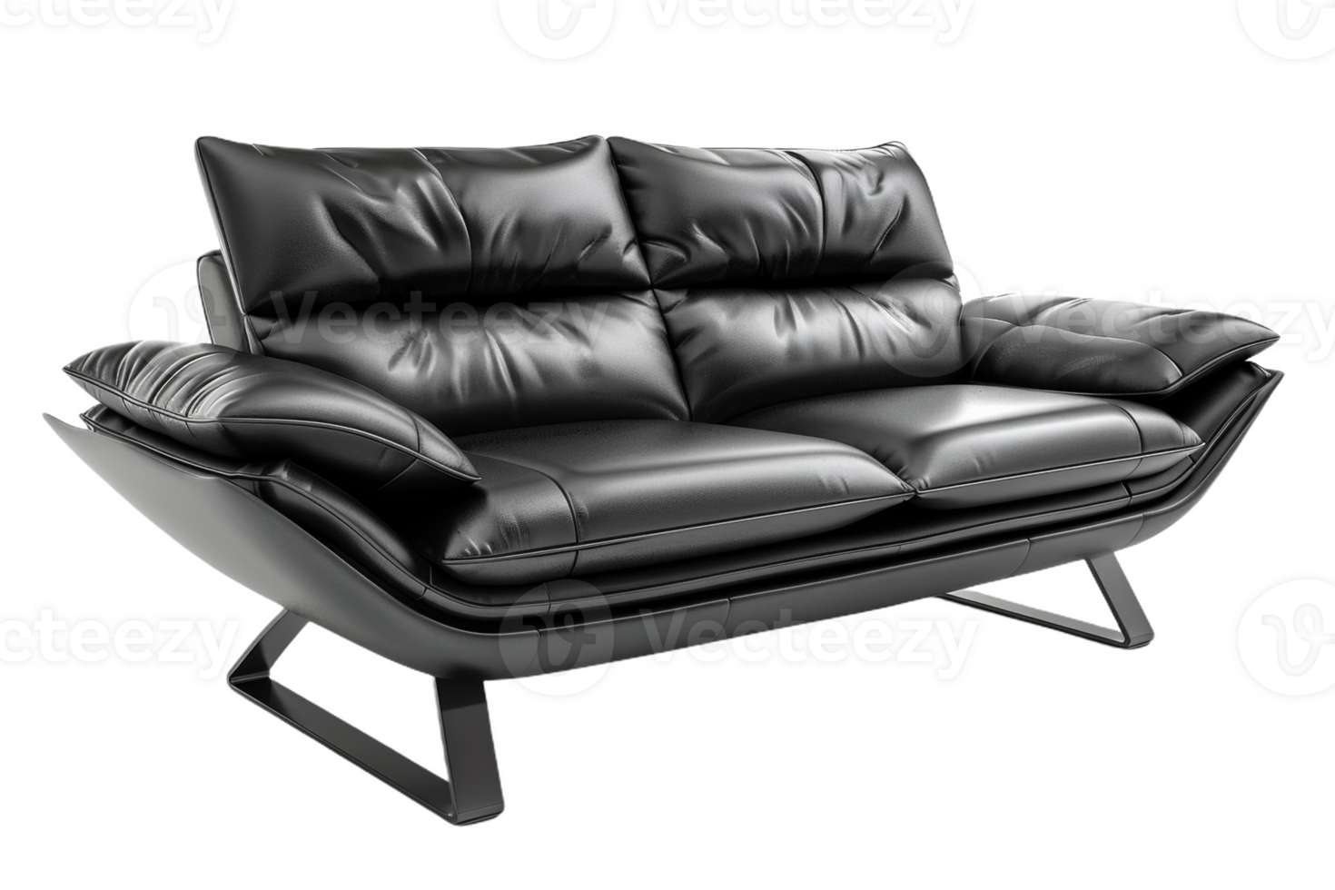 Black Leather Sofa With Sleek Design 48040146 Png