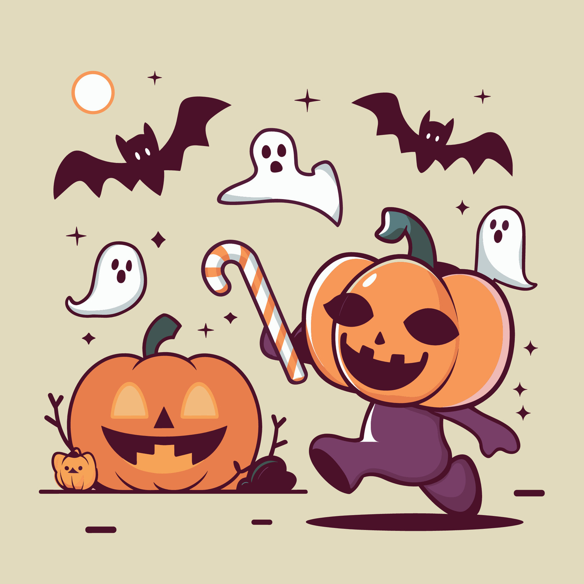 Halloween witch, skull and pumpkin, dark theme 48041042 Vector Art at ...