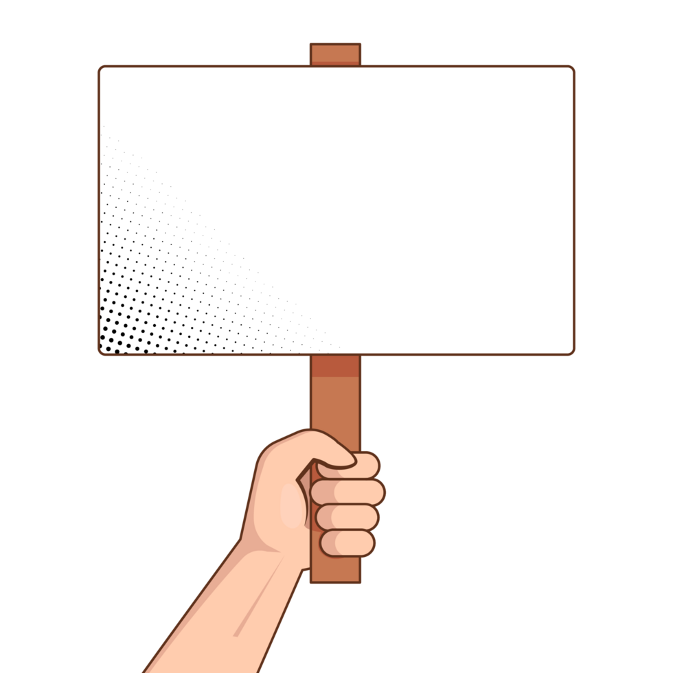 Hands Holding Blank Placard In Flat Style 48041858 Png