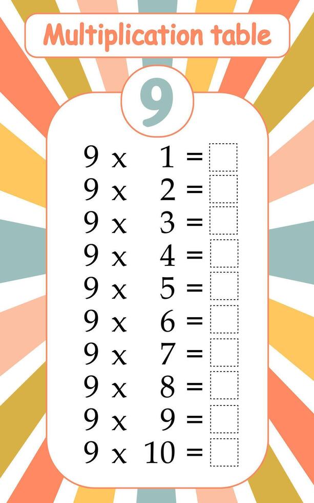 Multiplication table by 9 with a task to consolidate the knowledge of ...
