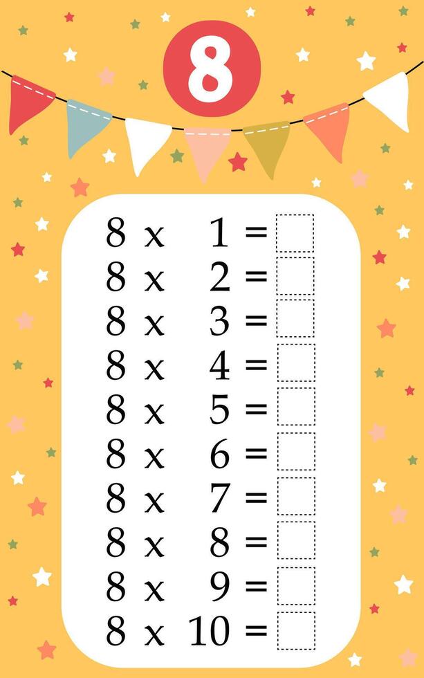 Multiplication Table By 8 With A Task To Consolidate The Knowledge Of