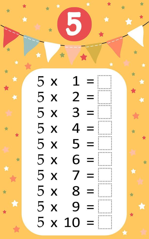 Multiplication table by 5 with a task to consolidate the knowledge of ...