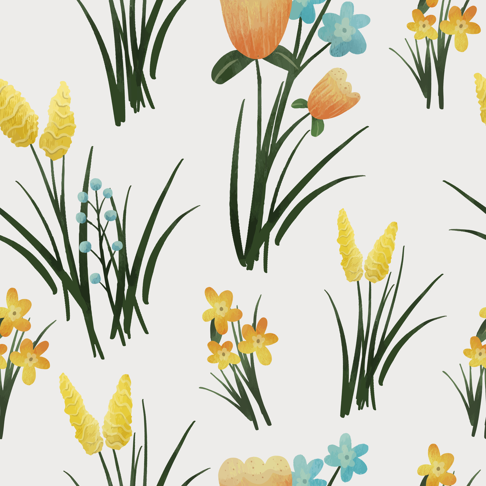 spring flowers seamless pattern. 48043824 Vector Art at Vecteezy