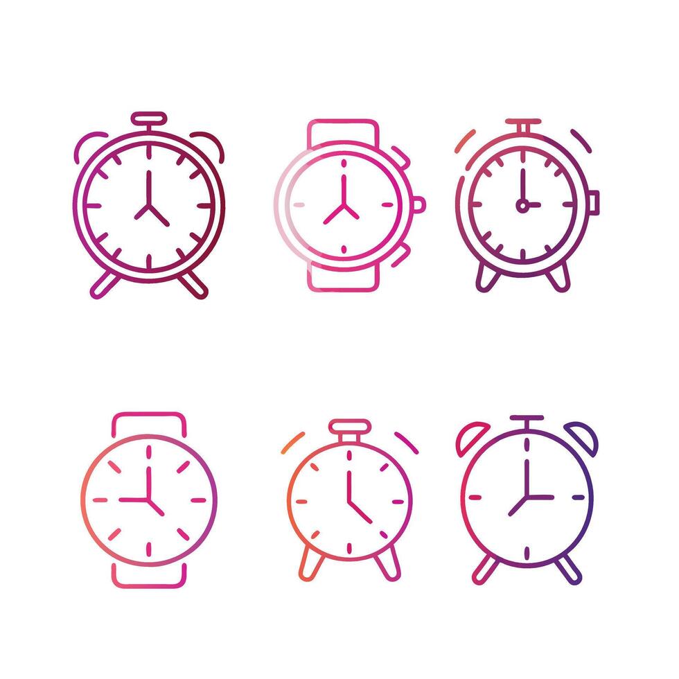 Table Clock Icon In 6 Different Modern Styles 48044209 Vector Art At Vecteezy