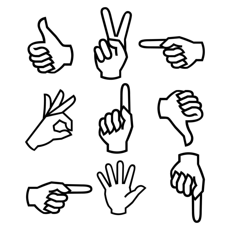 Hand gestures icon set. Collection of hand gestures icons for web ...