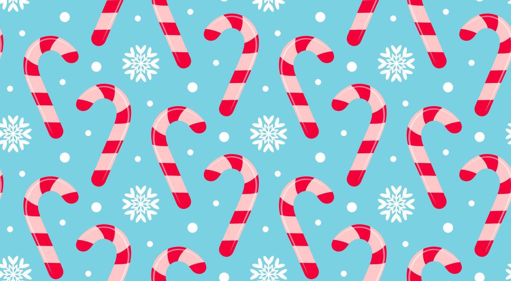 Christmas Candy Cane Caramel And Snowflakes Seamless Pattern Holiday