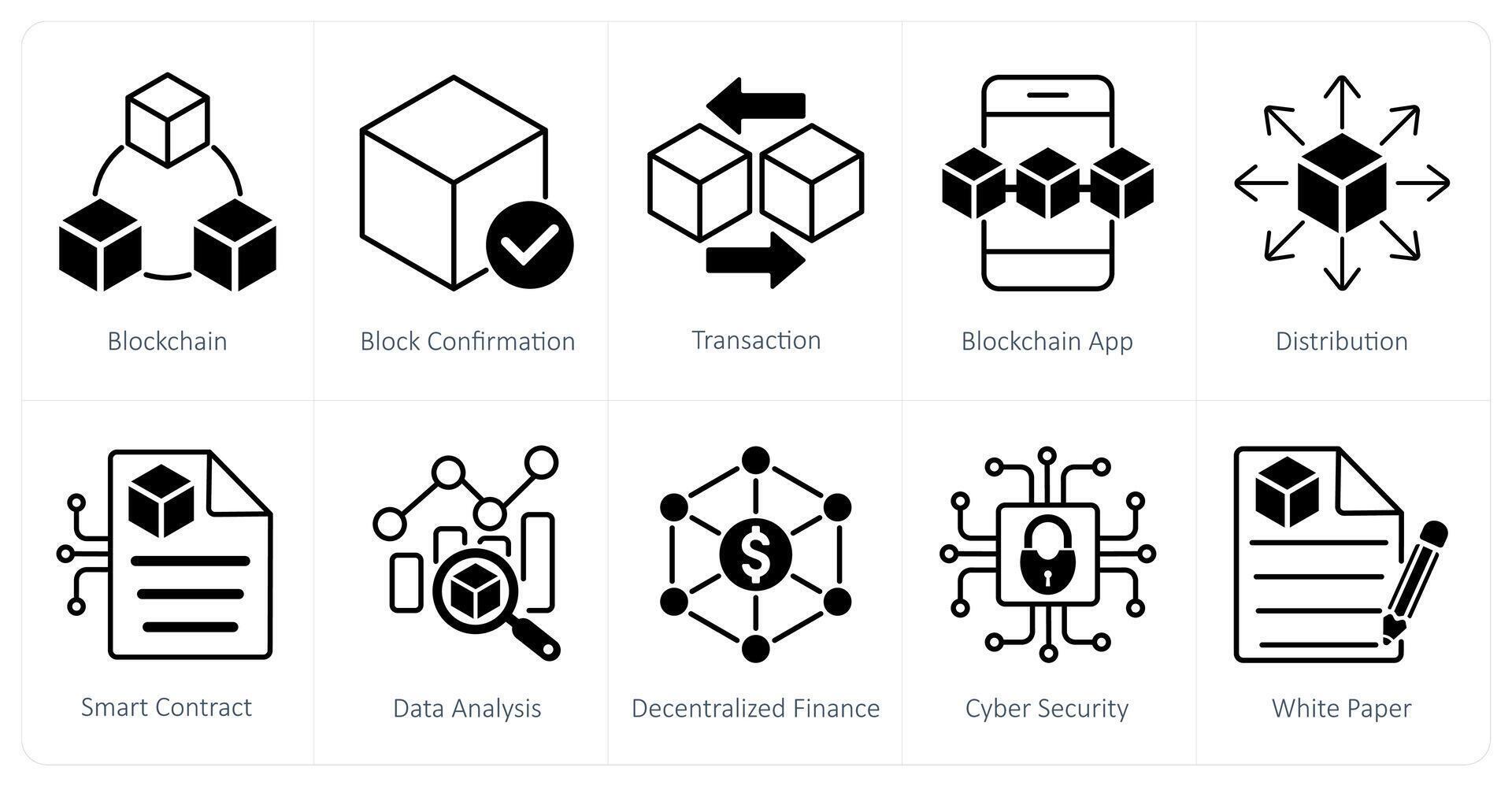 A Set Of 10 Blockchain Icons As Blockchain Block Confirmation Transaction 48048391 Vector Art