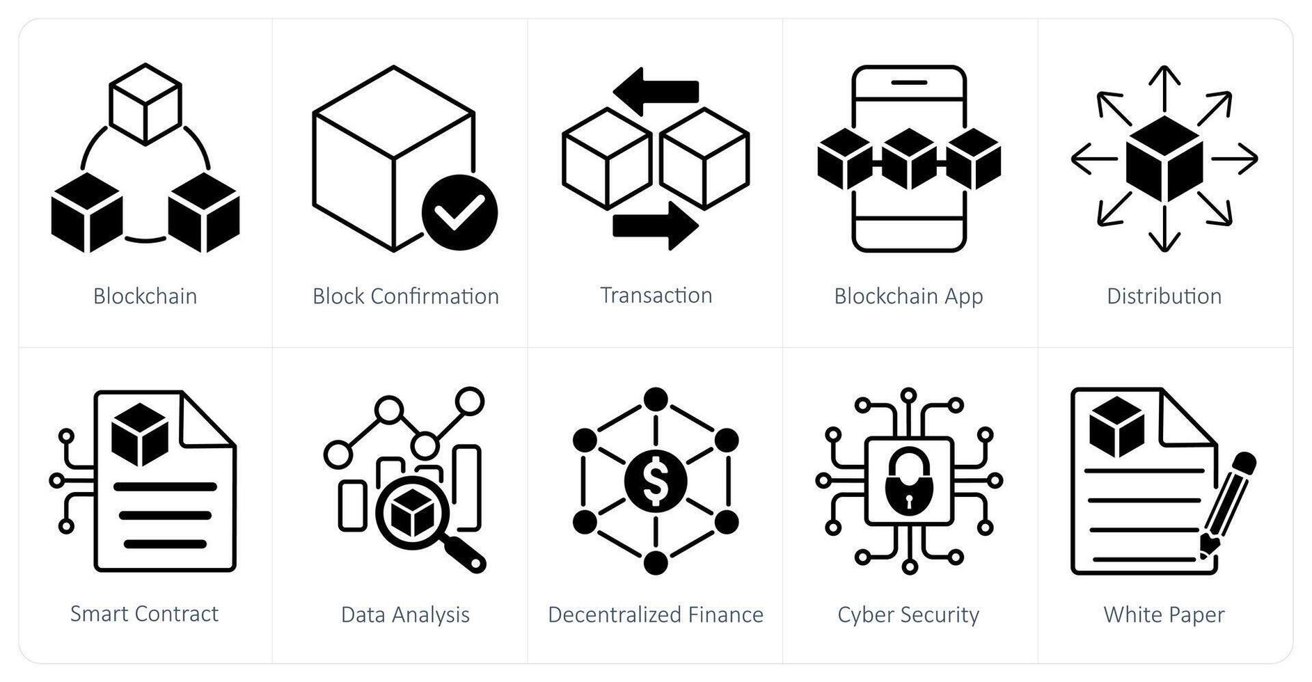 A Set Of 10 Blockchain Icons As Blockchain Block Confirmation Transaction 48048391 Vector Art