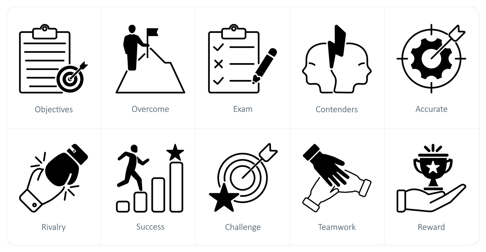 A set of 10 Challenge icons as objectives, overcome, exam 48048422 ...