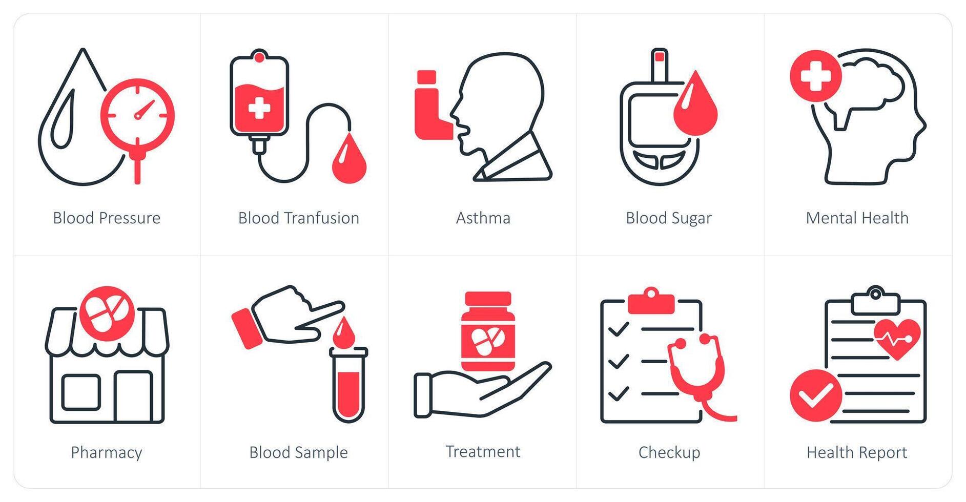 Un Conjunto De 10 Médico íconos Como Sangre Presión Sangre Transfusión