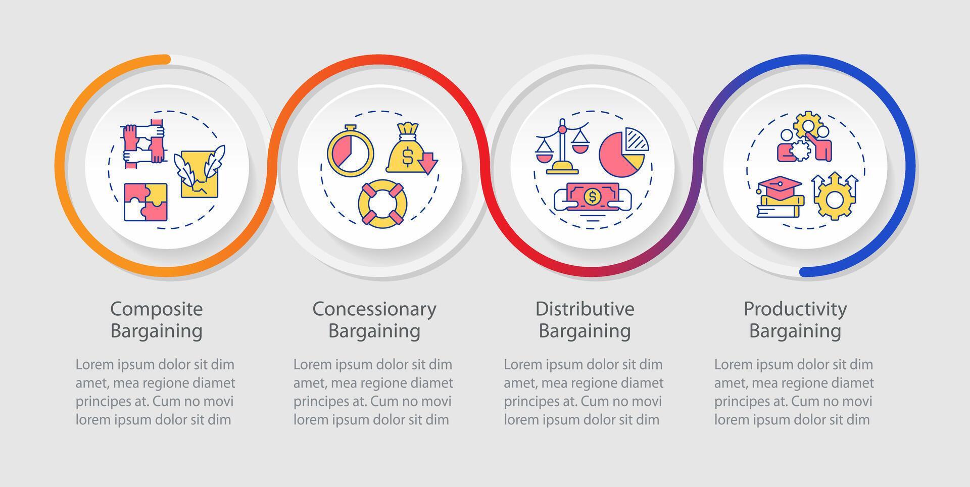 Collective bargaining standards loop infographic template. Data ...