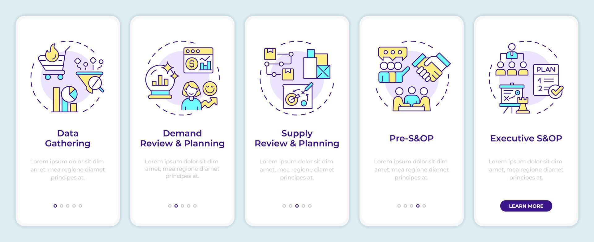 Cycle Of Sop Process Onboarding Mobile App Screen Walkthrough 5 Steps