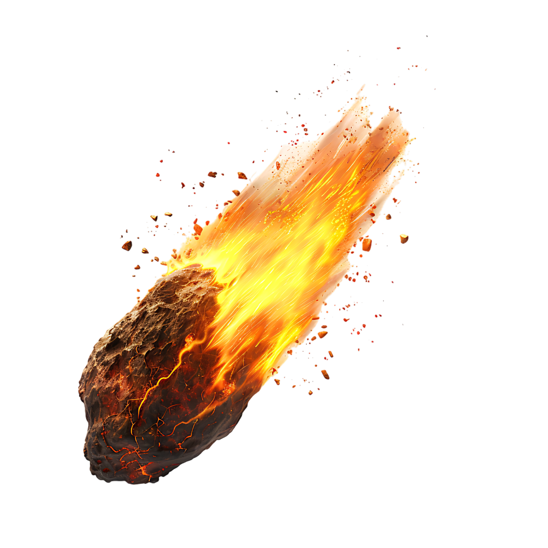 A meteorite's fiery descent is captured against a transparent canvas 48051486 PNG