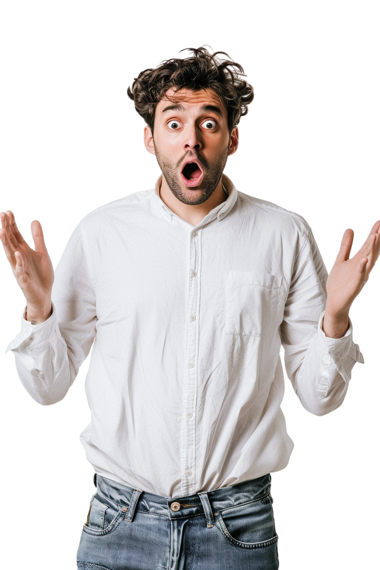 Isolated surprised man against transparent background 48051859 PNG
