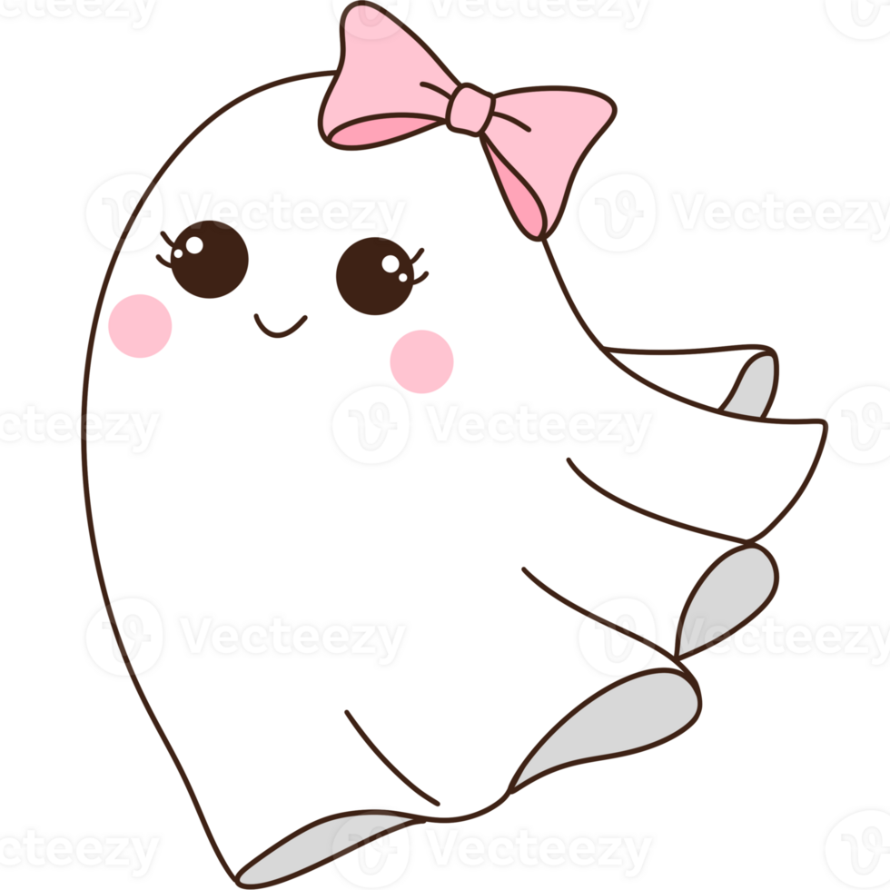 Groovy halloween clipart with cute ghost and pink coquette bow ...