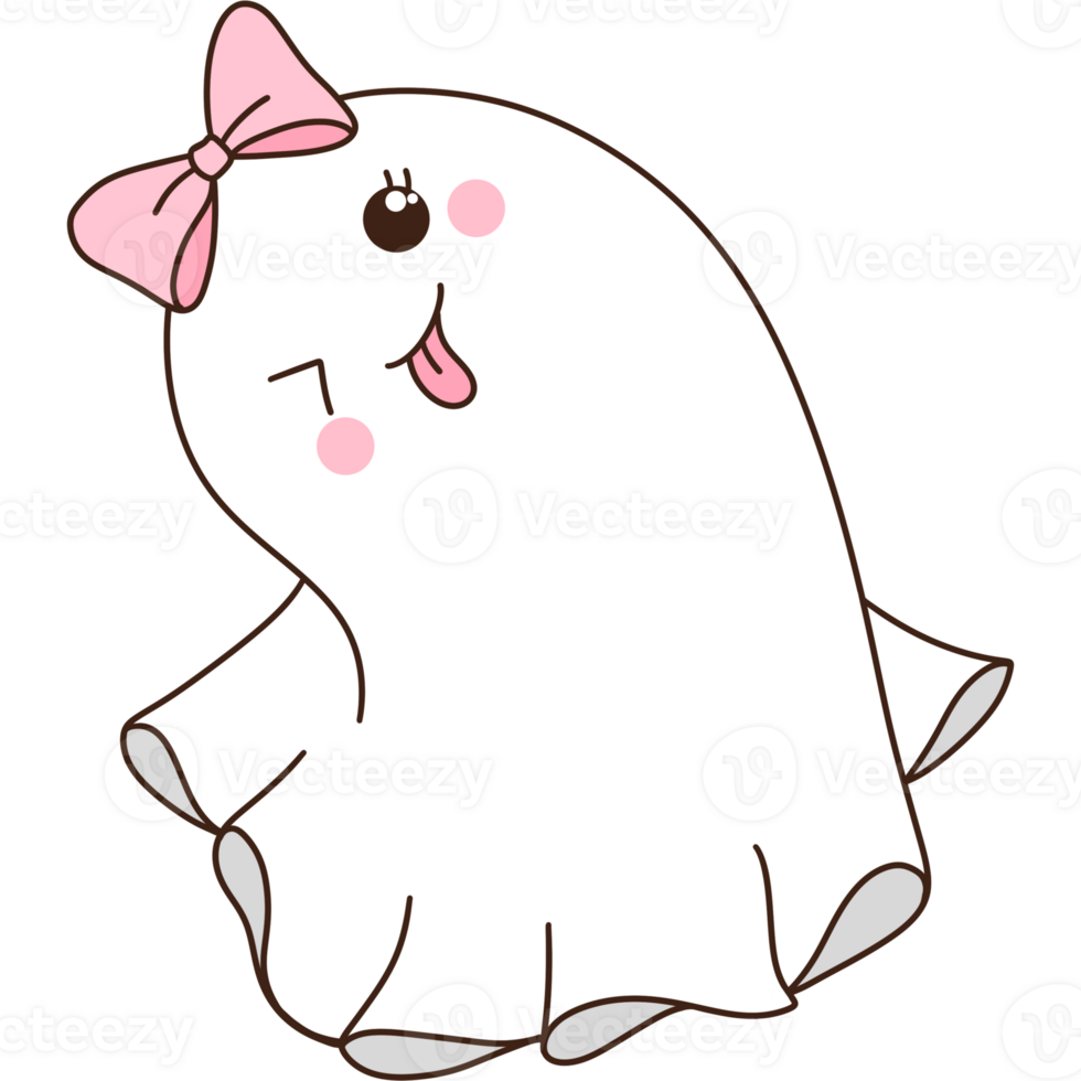 Groovy halloween clipart with cute ghost and pink coquette bow ...