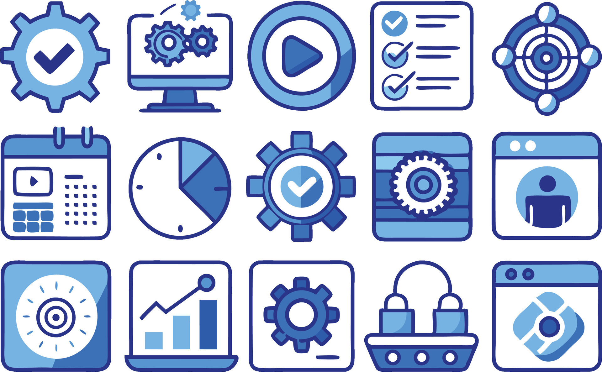 set of setting and setup icons in blue 48054563 Vector Art at Vecteezy