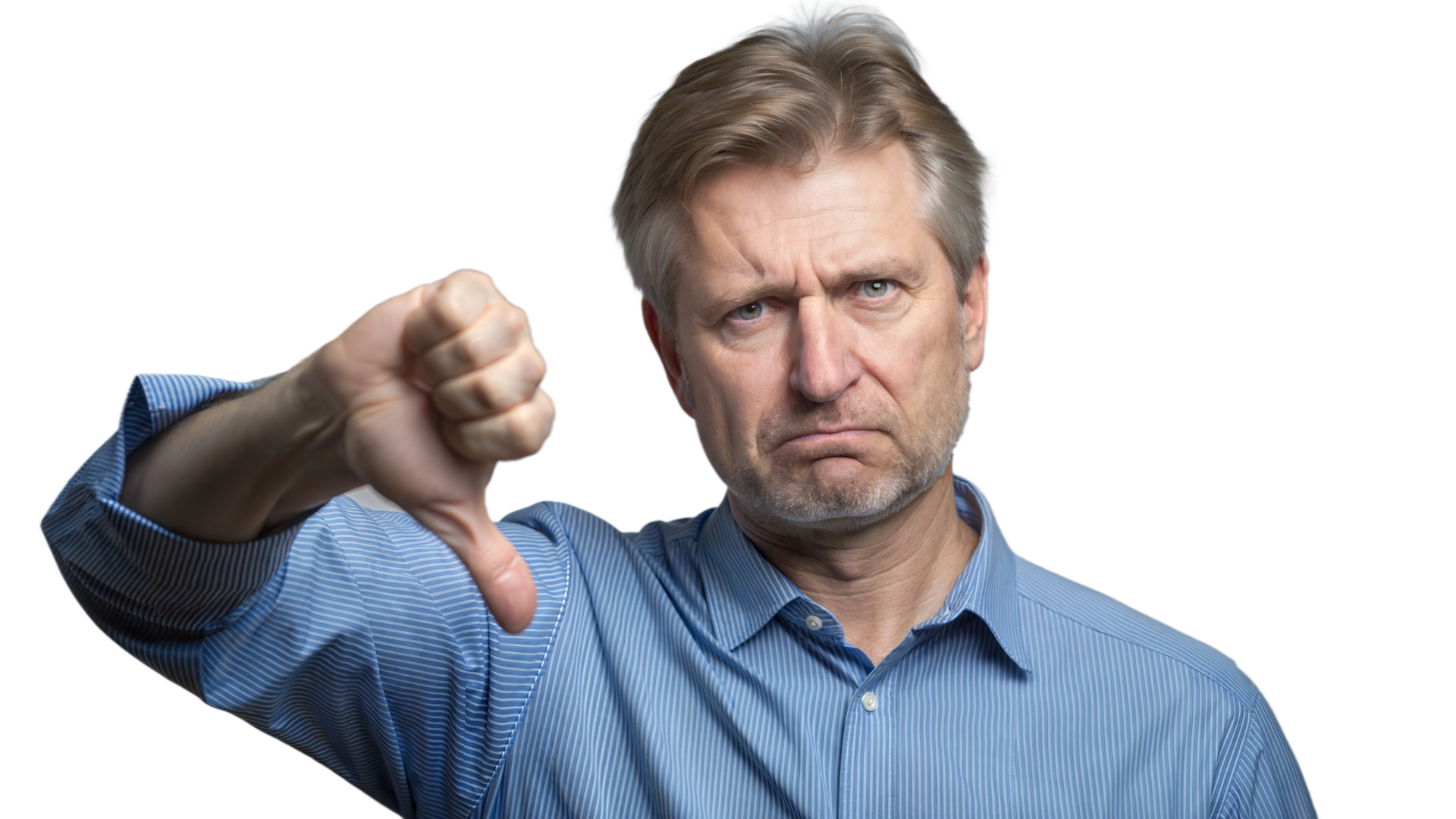 Middle-Aged Man Giving Thumbs Down Gesture With Frowning Expression ... Middle-Aged Man Giving Thumbs Down Gesture With Frowning Expression ...