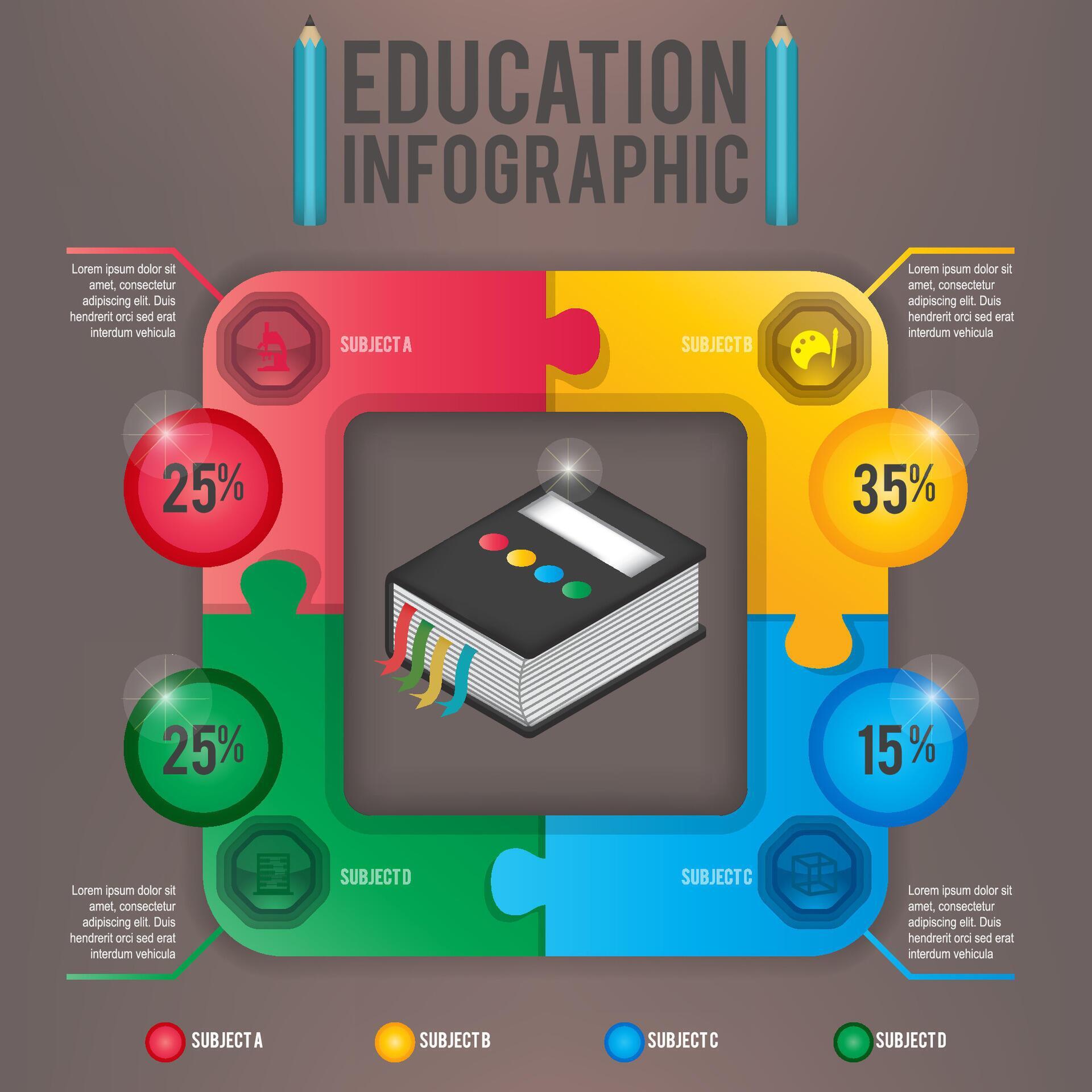 Education infographic elements data visualization design template ...