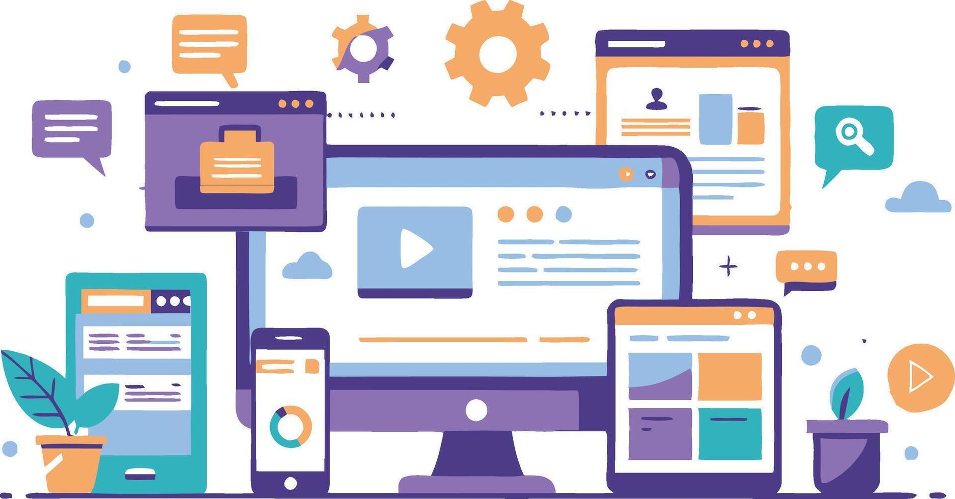Ui Ux Interface Elements And Browser Windows Web Design Software