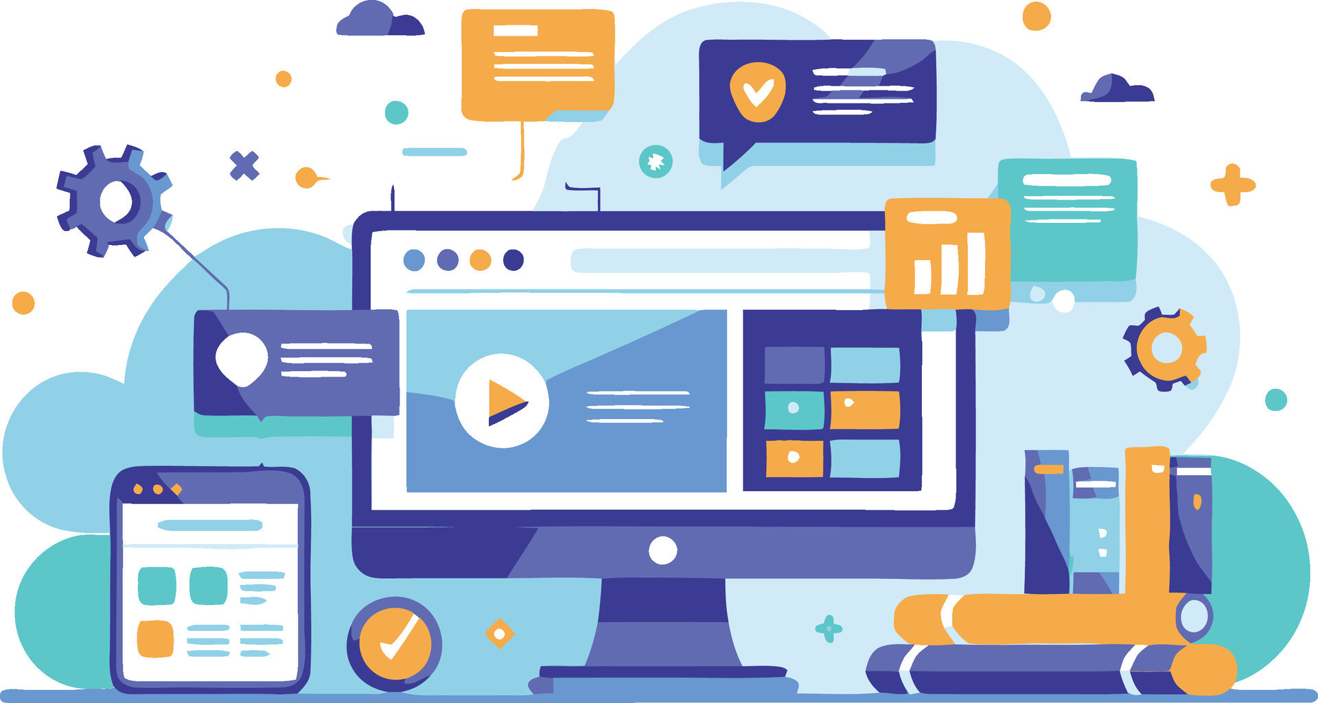 UI UX interface elements and browser windows, web design, software development, or app design ...