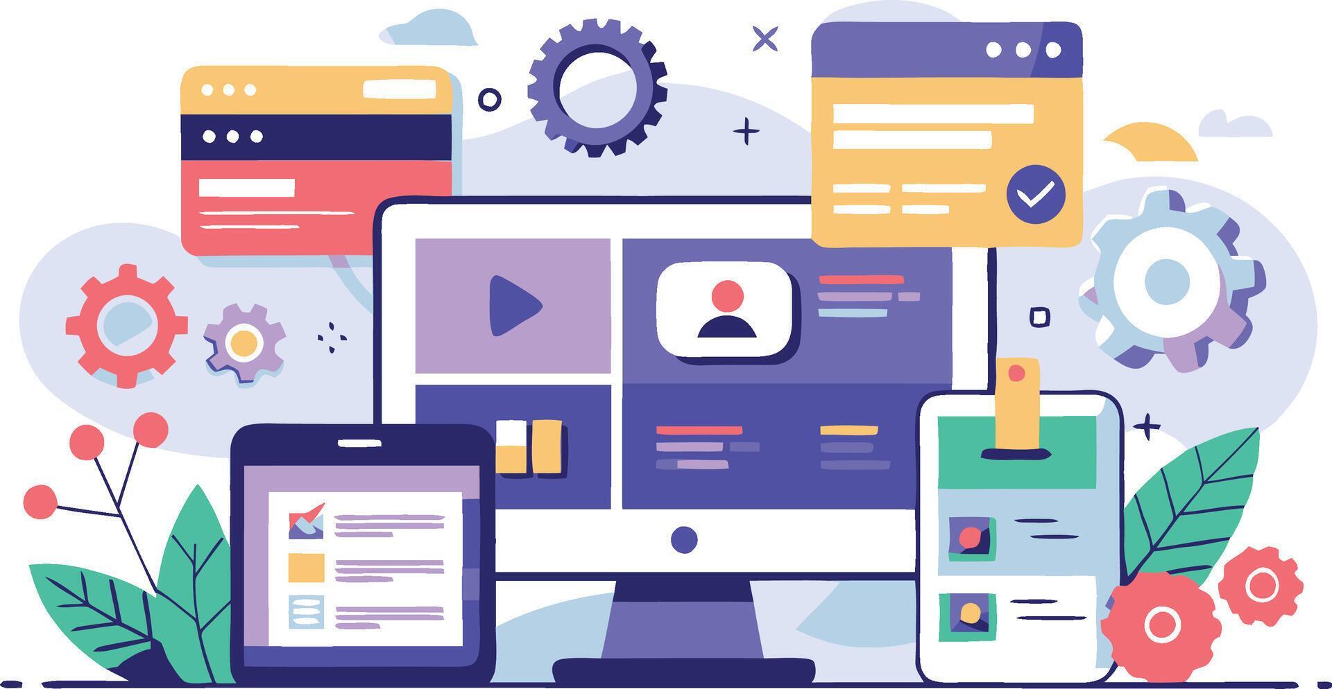 Ui Ux Interface Elements And Browser Windows Web Design Software