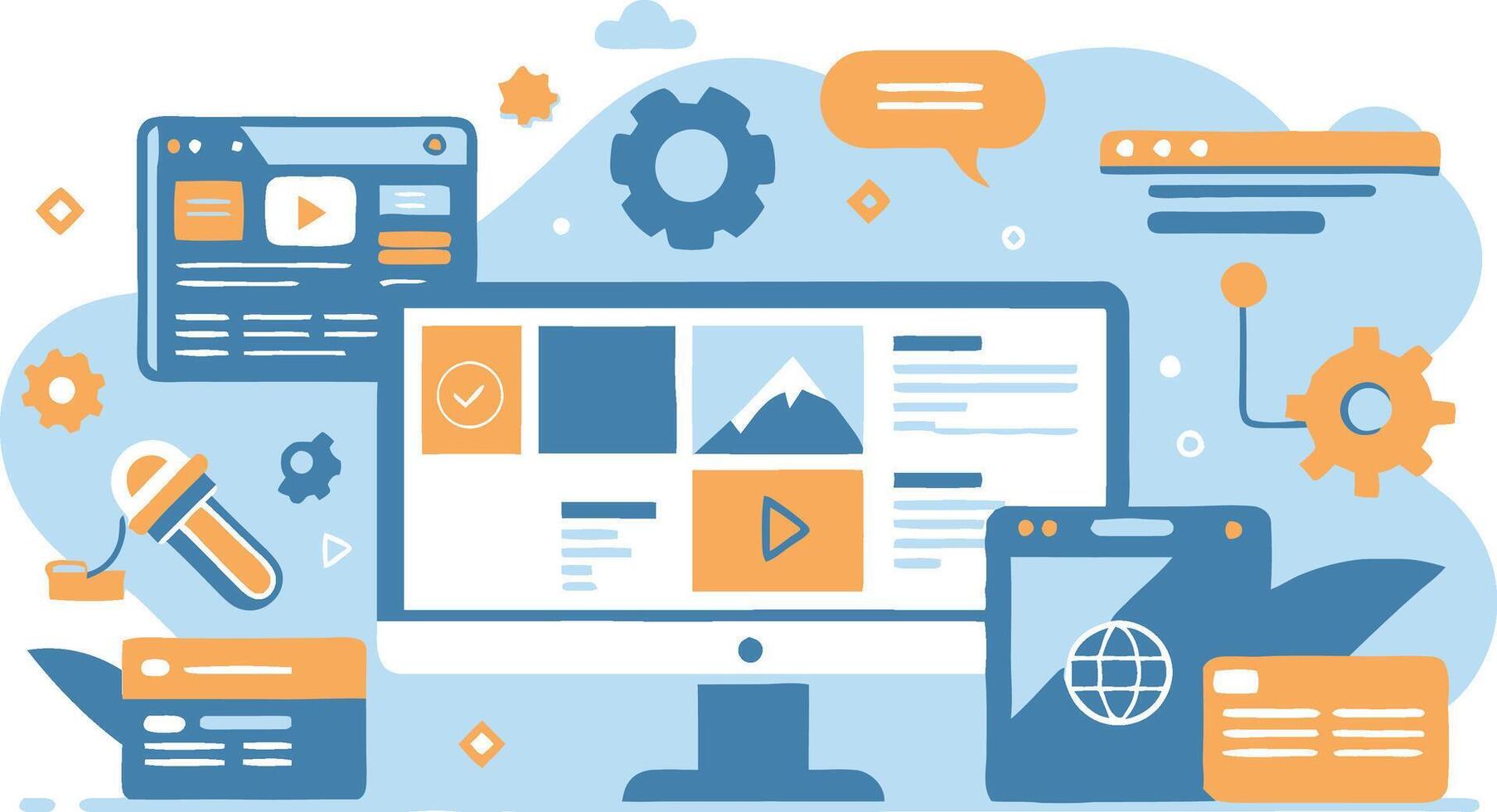 UI UX interface elements and browser windows, web design, software development, or app design ...