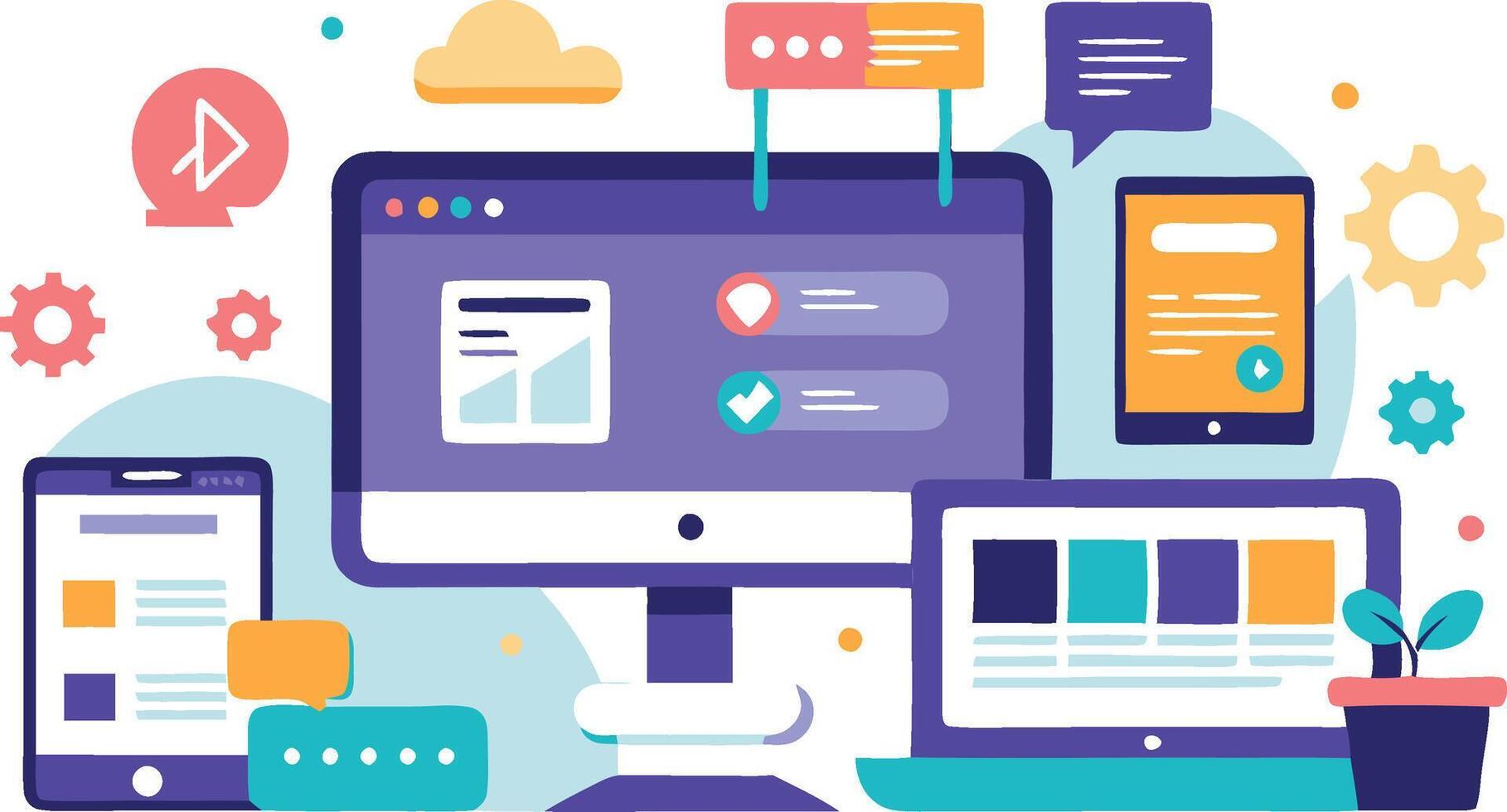 UI UX interface elements and browser windows, web design, software development, or app design ...