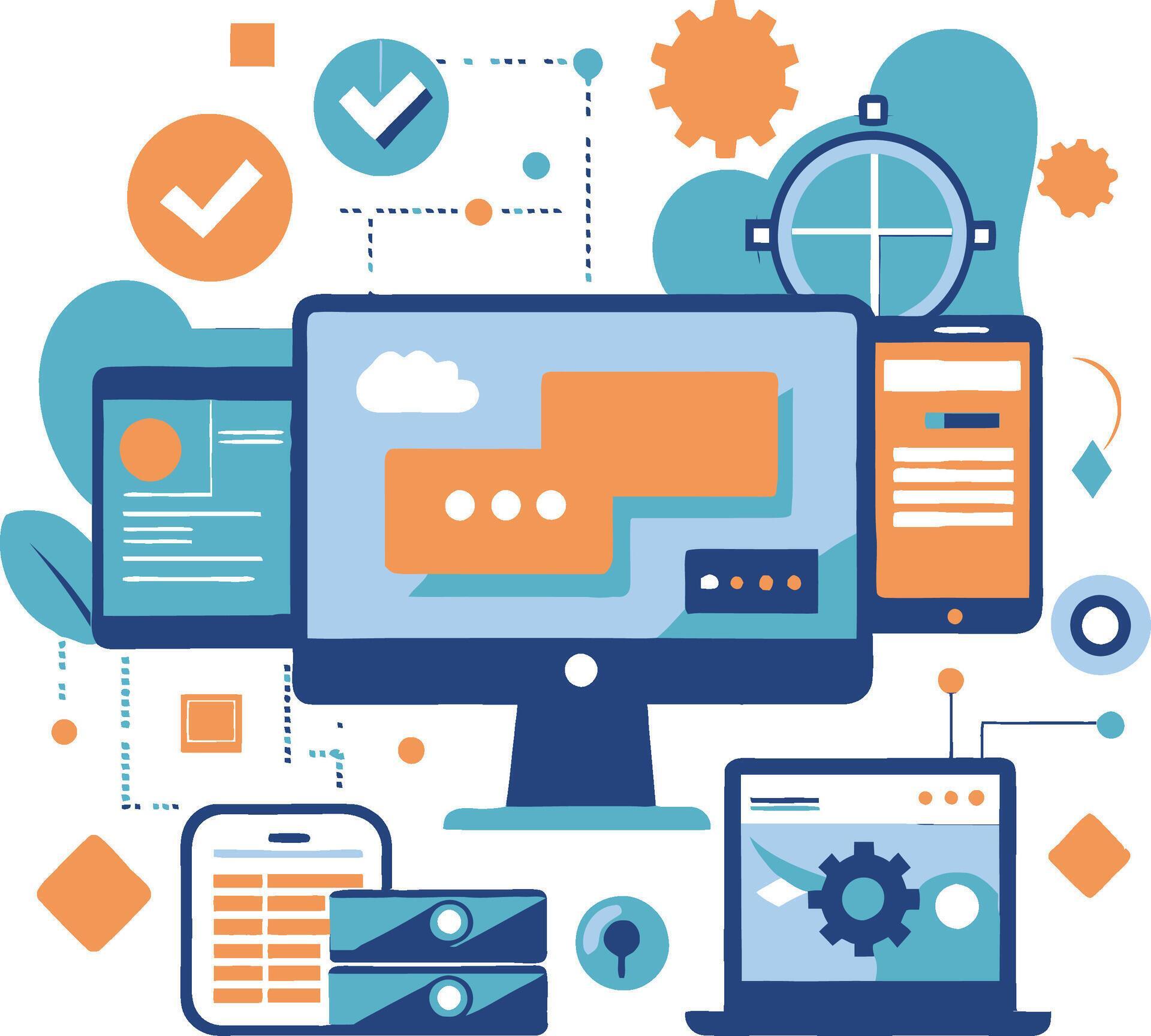 UI UX interface elements and browser windows, web design, software development, or app design ...