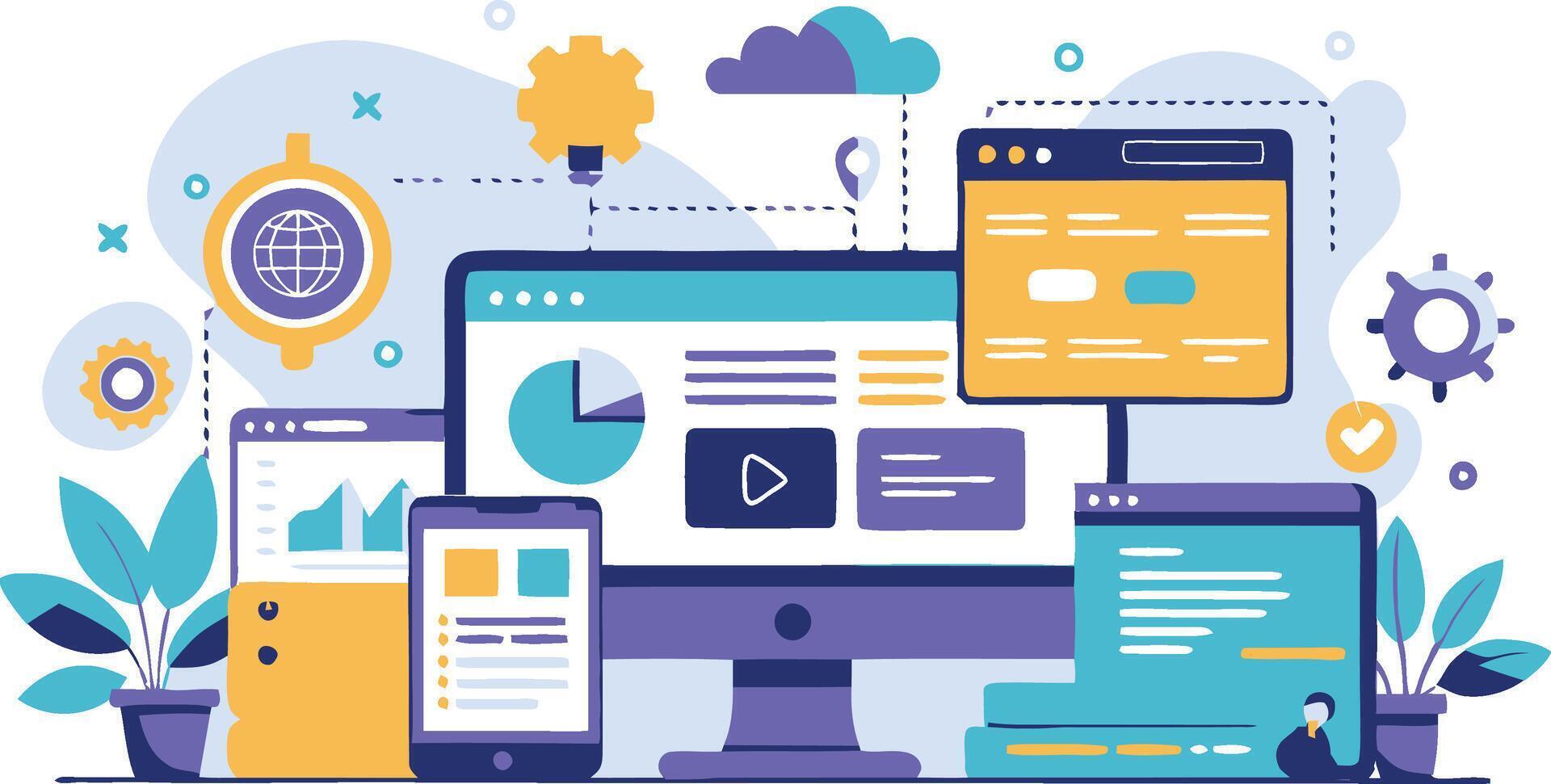 Ui Ux Interface Elements And Browser Windows Web Design Software Development Or App Design