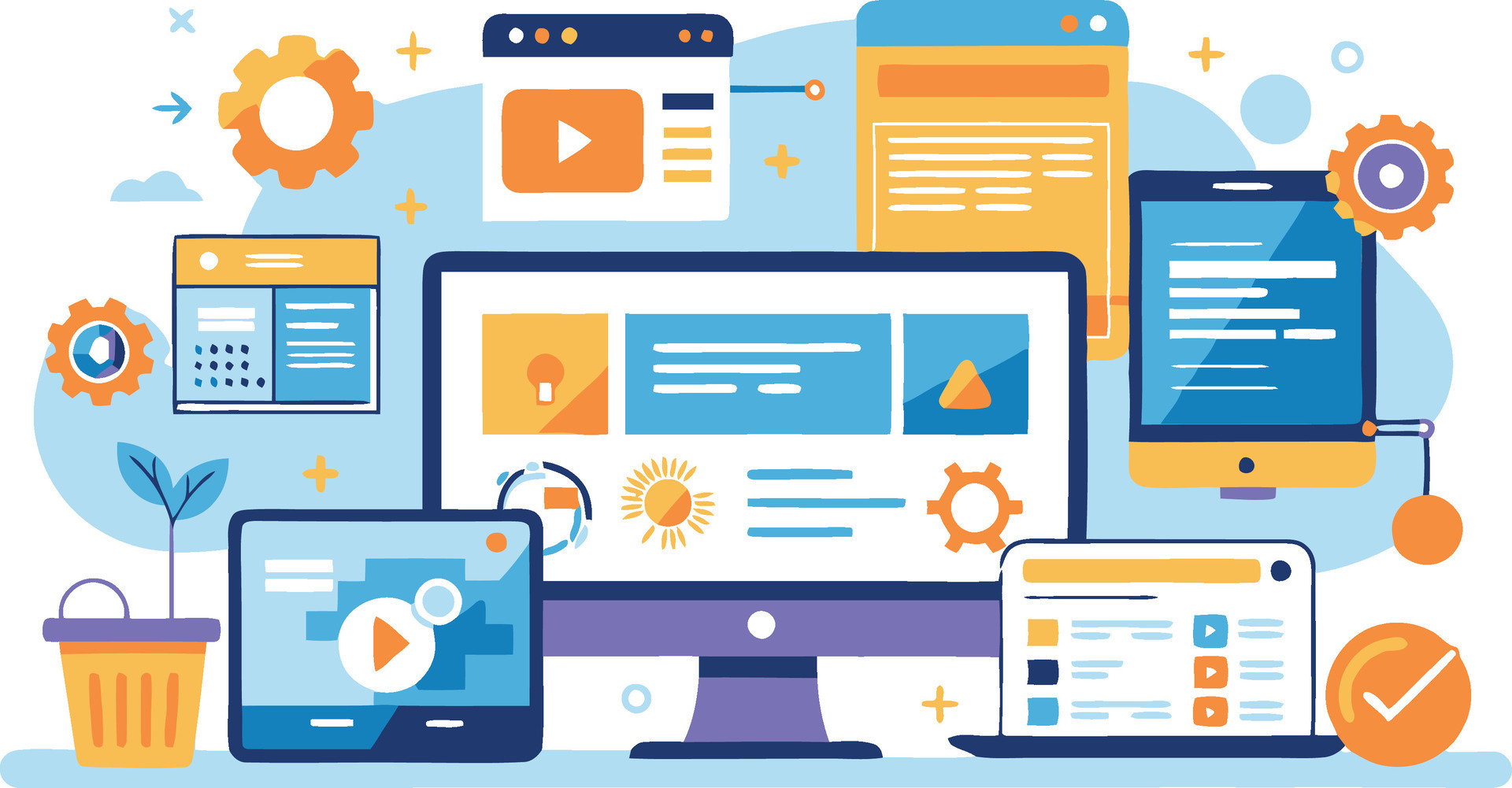 UI UX interface elements and browser windows, web design, software development, or app design ...
