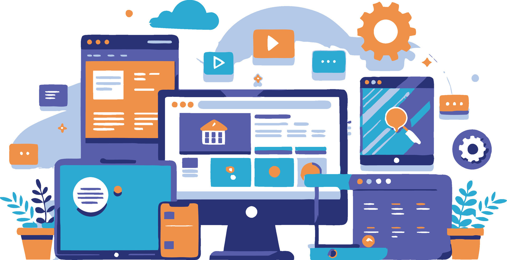 UI UX interface elements and browser windows, web design, software development, or app design ...